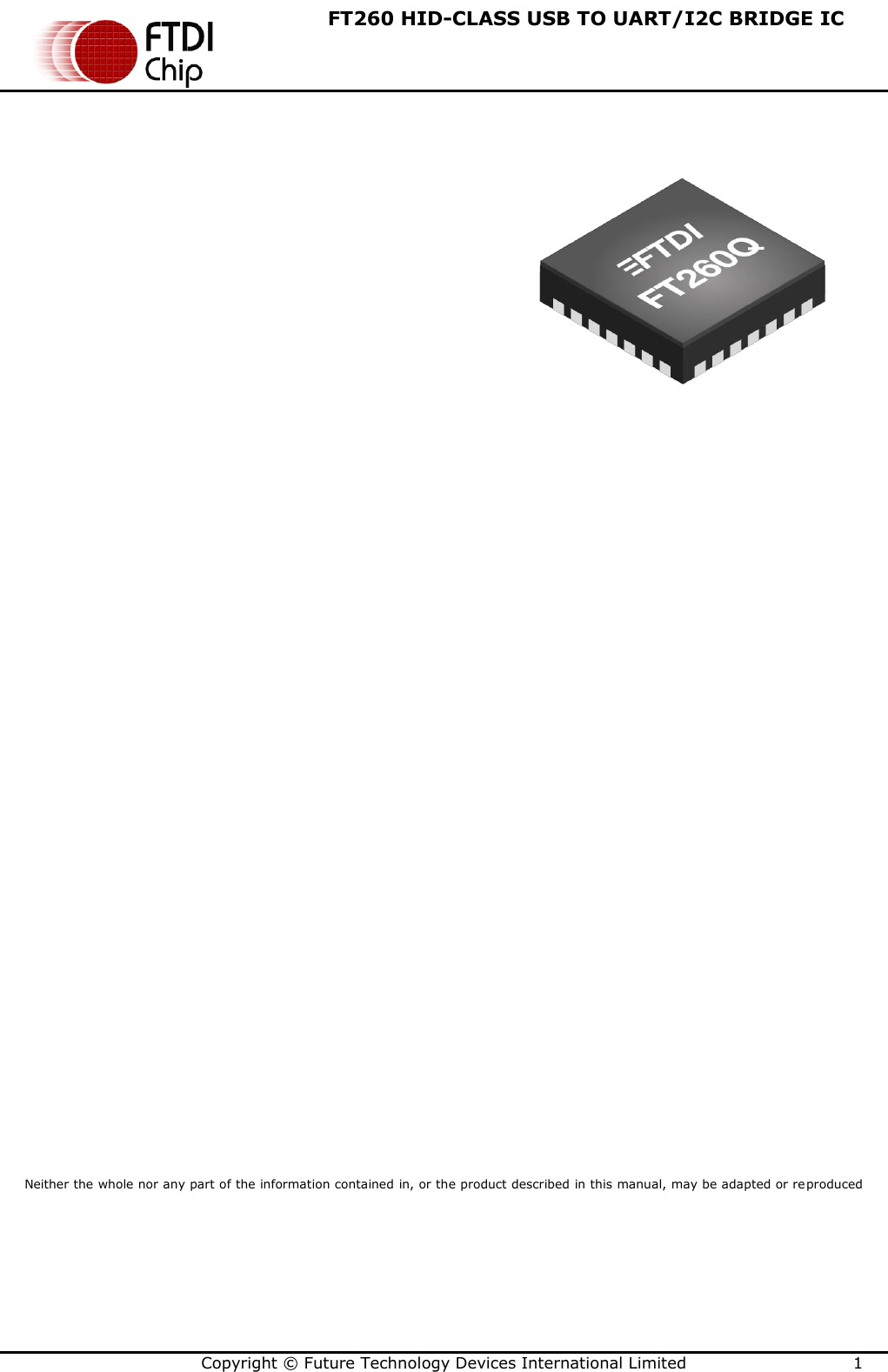 FTDI, Future Technology Devices International Ltd 的 FT260 規格書 | DigiKey