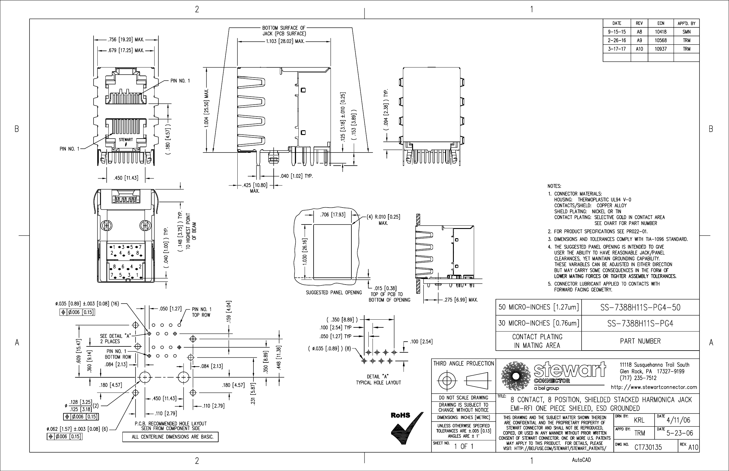 Stewart Connector 的 SS-7388H11S-PG4(-50) Drawing 規格書 | DigiKey