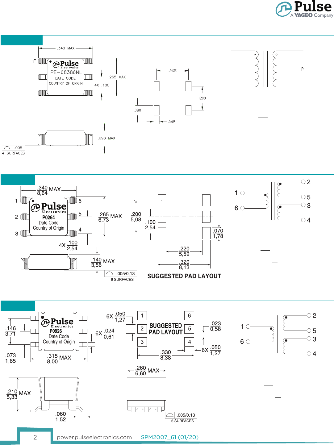 Pulse Electronics 的 SMT Gate Drive Transformers 規格書 | DigiKey