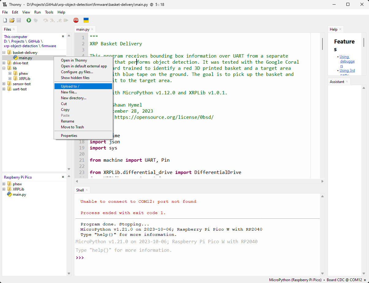 Adding computer vision to the XRP robotics platform